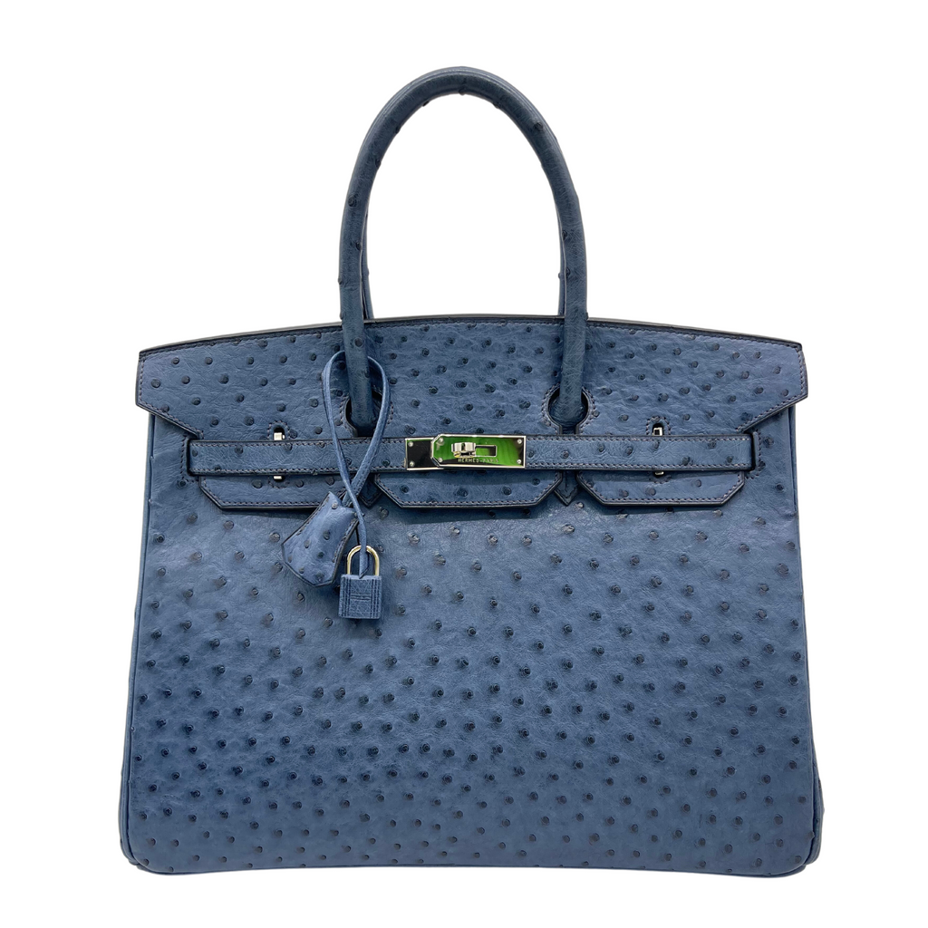 Birkin 35 Ostrich Bleu Roy Palladium Hardware – Maison Wrist Aficionado