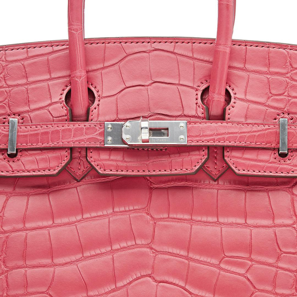 Birkin 25 Matte Alligator Rose Extreme Palladium Hardware – Maison ...